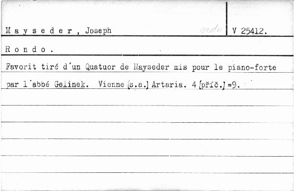 JELÍNEK, Josef : Rondo favorit tiré d'un quatuor de Mayseder mis pour ...